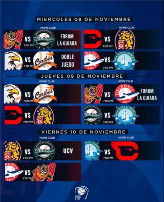 Calendario oficial del Beisbol Venezolano - LVBP 2023 - 2024
