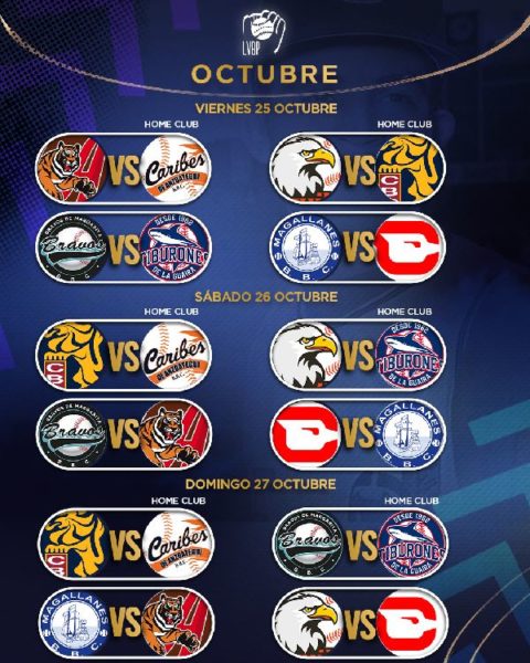 Calendario oficial del beisbol venezolano - LVBP 2024 - 2025